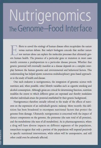 NUTRIGENOMICS – the Genome-Food Interface - nutrigenomicmedicine.com