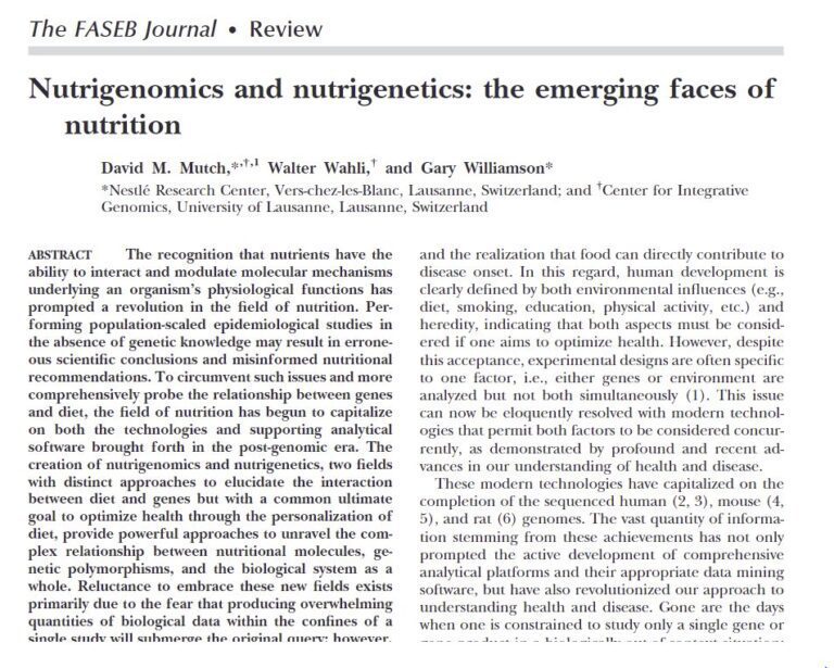 Nutrigenomics and nutrigenetics: the emerging faces of nutrition ...